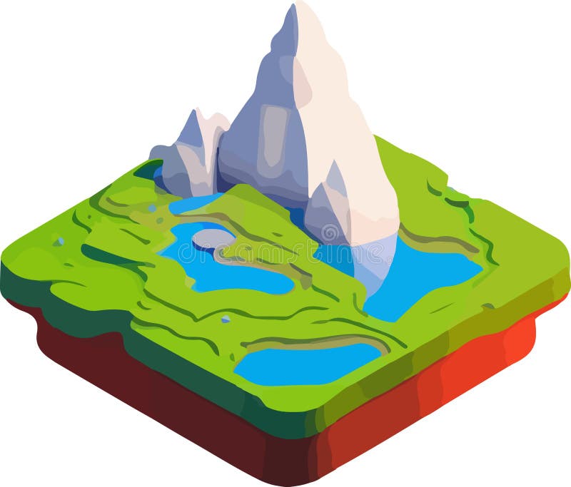Isometric Beautiful Mountain Landscape Vector. Stock Vector ...