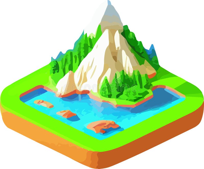 Isometric Beautiful Mountain Landscape Vector. Stock Vector ...