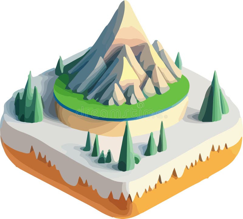 Isometric Beautiful Mountain Landscape Vector. Stock Vector ...