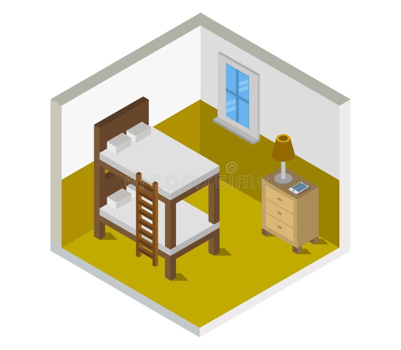 Isometric Bedroom Vector Graphic Illustration. Stock Illustration ...