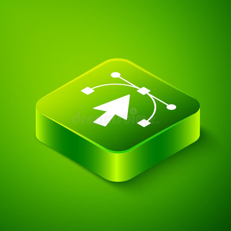 Isometric Bezier Curve Icon Isolated on Green Background. Pen Tool Icon ...