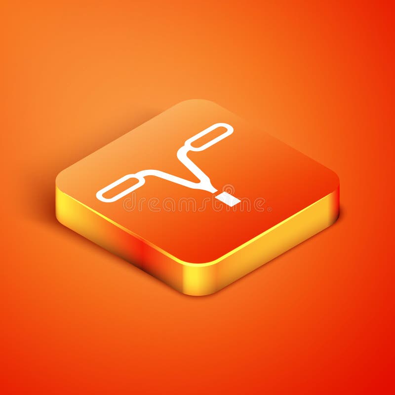 Isometric Bicycle Handlebar Icon Isolated on Orange Background. Vector ...