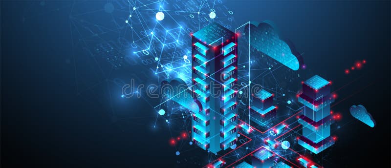 Isometric Big Data Concept, Database. Abstract Technology Background ...