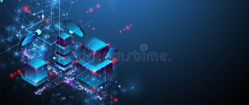 Isometric Big Data Concept, Database. Abstract Technology Background ...