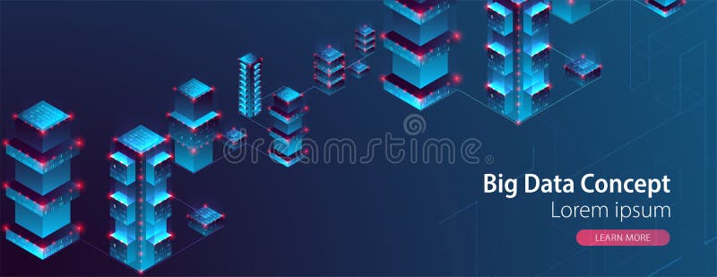 Isometric Big Data Concept, Database. Abstract Technology Background ...