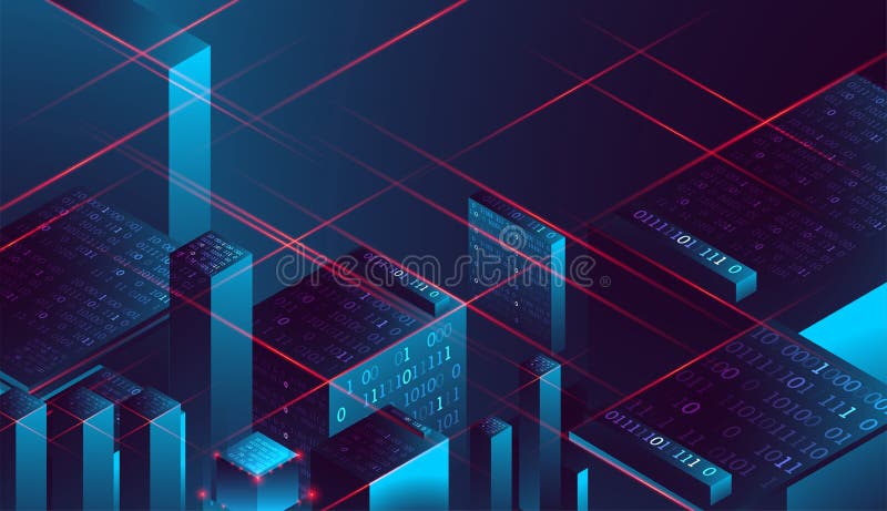 Isometric Big Data Flow Processing Concept, Database. Stock Vector ...