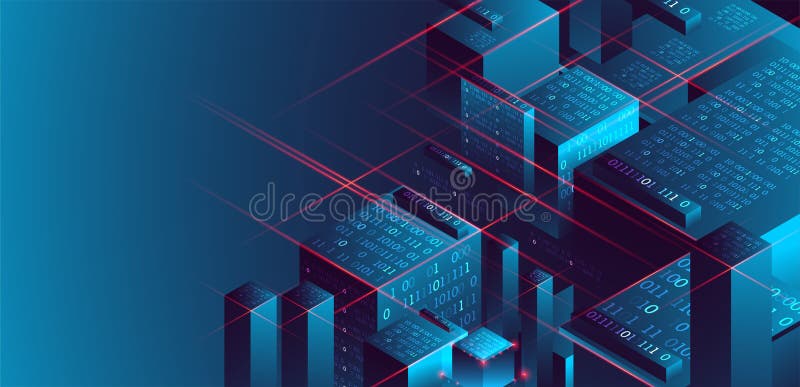Isometric Big Data Flow Processing Concept, Cloud Database. Abstract Technology Background Stock ...