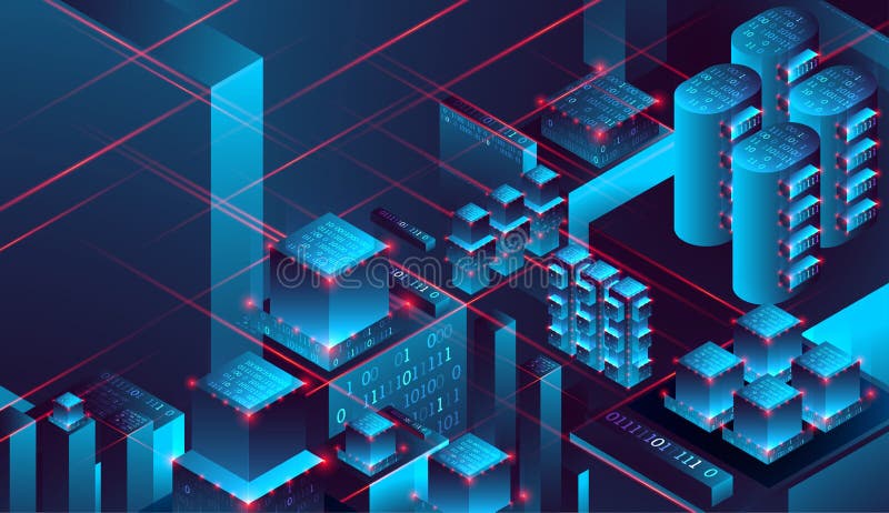 Isometric Big Data Flow Processing Concept, Cloud Database. Abstract Technology Background Stock ...