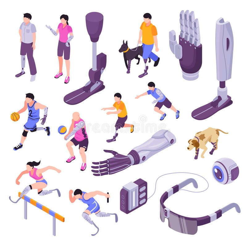 Isometric Bionic Prothesis Set Stock Vector - Illustration of body ...