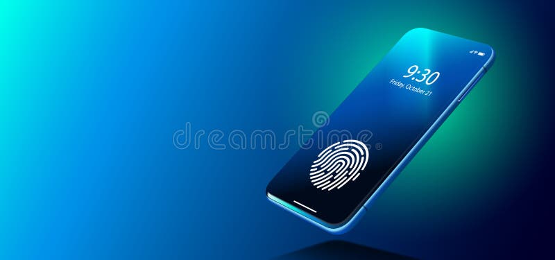 Fingerprint Scanner on Phone Screen. Biometric Identification and ...