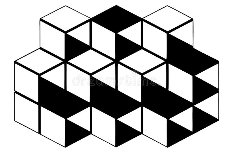 Isometric Black and White Cube Arrangement Creating a Mesmerizing 3D ...