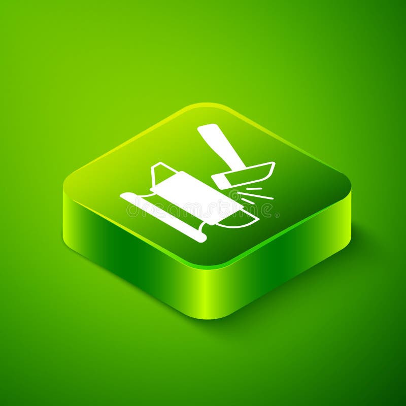Isometric Blacksmith Anvil Tool and Hammer Icon Isolated on Green ...