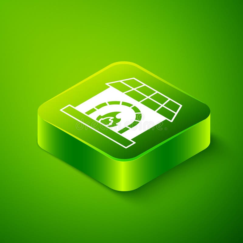 Isometric Blacksmith Oven Icon Isolated on Green Background. Green ...