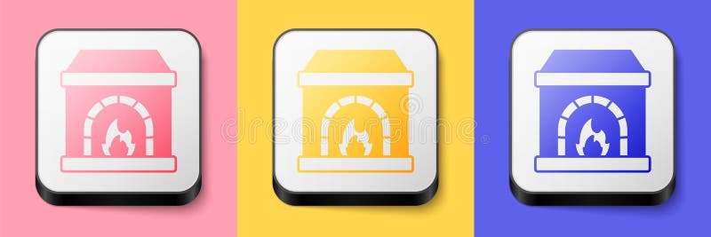 Isometric Blacksmith Oven Icon Isolated on Pink, Yellow and Blue ...
