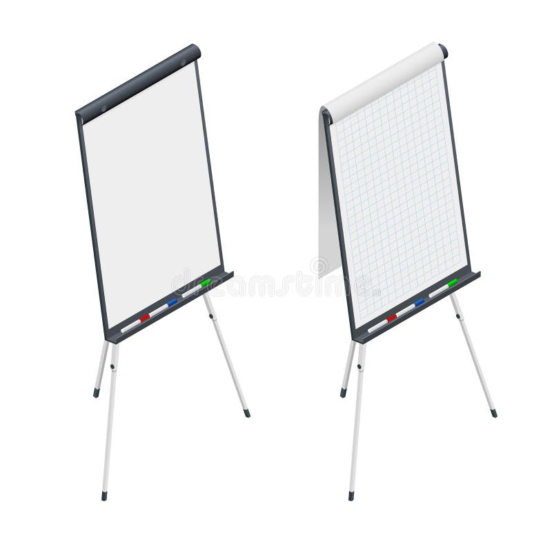 Isometric Blank Flip Chart. Whiteboard and Empty Paper, Presentation ...