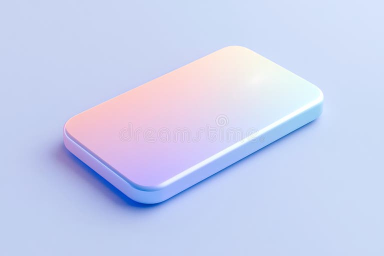 Isometric Blank Rounded Rectangle Block with Iridescent Gradient on ...