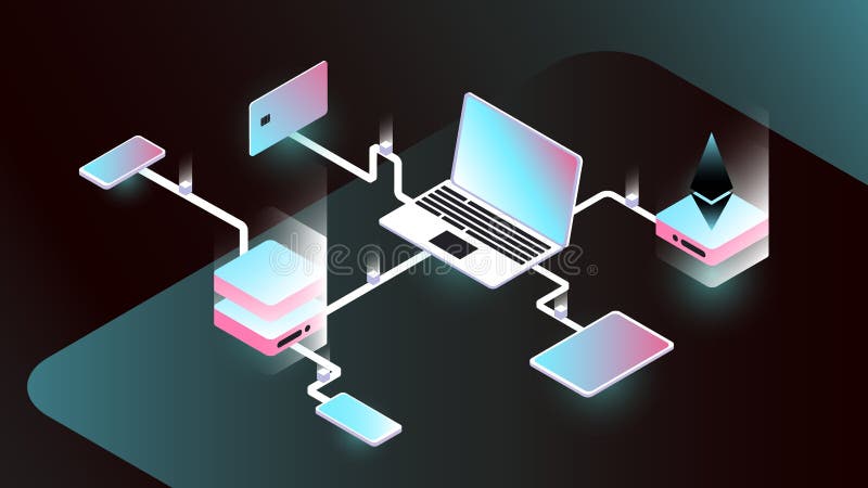 Isometric Blockchain. Gradient Financial Technology Flowchart Stock ...