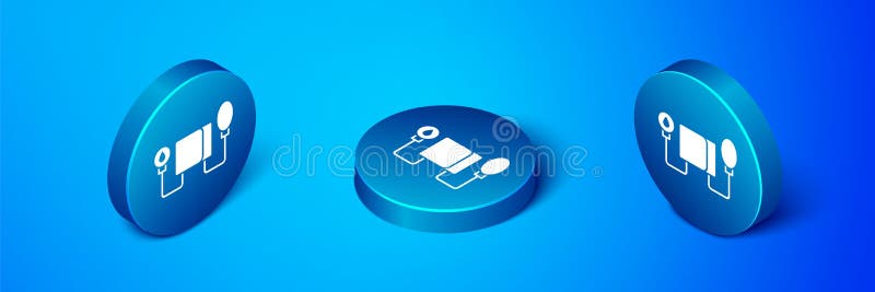 Isometric Blood Pressure Icon Isolated on Blue Background. Blue Circle ...