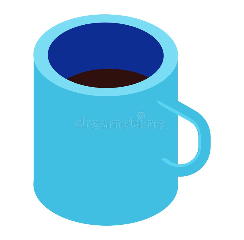 Isometric Blue Coffee Mug Full of Dark Brew. Simple Isometric Beverage ...