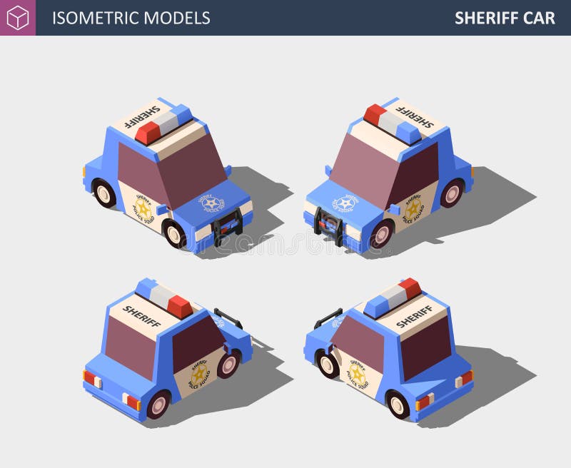 Isometric Blue Sheriff Car. Isometric High Quality Vector. Stock Vector ...