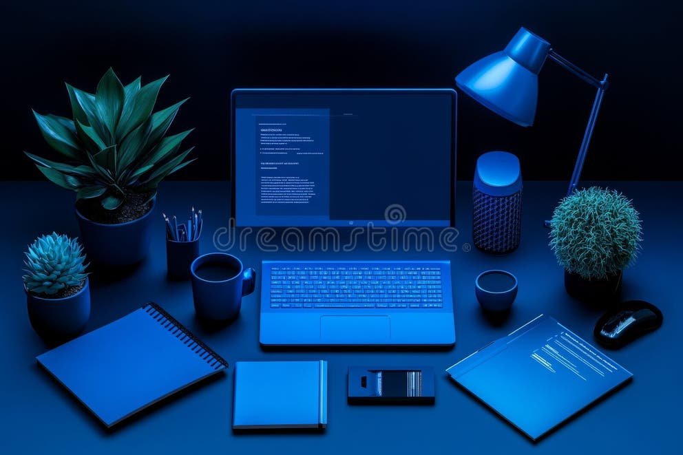 Isometric Blue Workplace: Online Workspace, Performance, Data Analytics ...