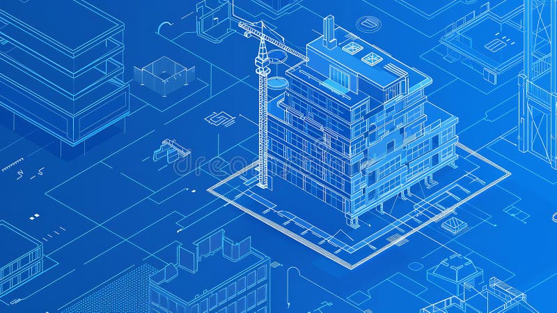 3d Isometric Blueprint of Building Skyscraper Vector Illustration Stock ...