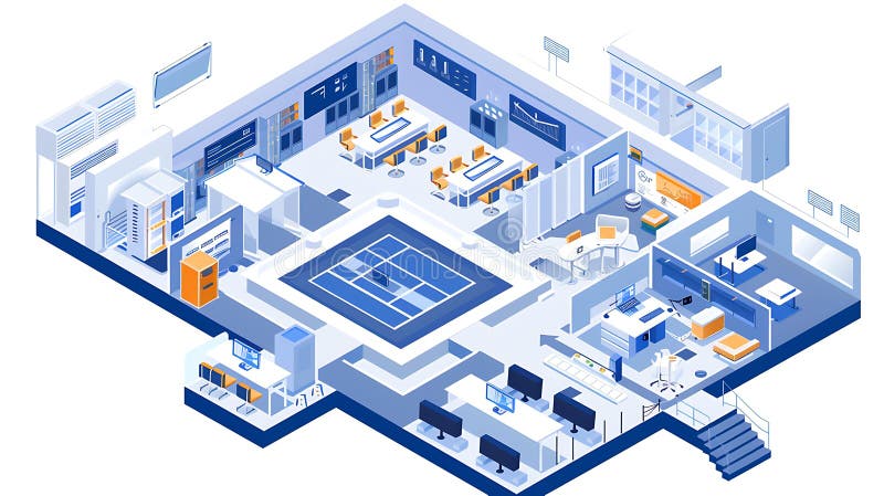 Isometric Blueprint of a Smart Educational Facility with Digital ...