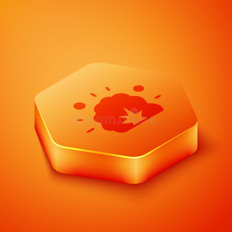 Isometric Bomb Explosion with Shrapnel and Fireball Icon Isolated on ...