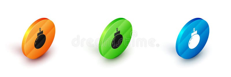 Isometric Bomb Ready To Explode Icon Isolated on White Background ...