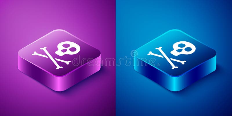 Isometric Bones and Skull As a Sign of Toxicity Warning Icon Isolated ...