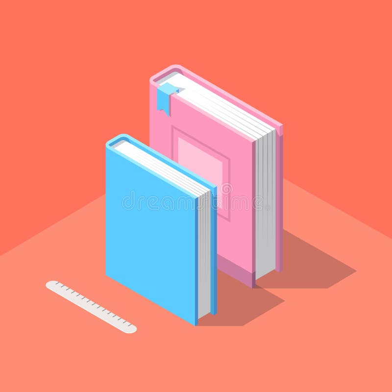 Isometric Book Icon in Flat Design Style. Stock Vector - Illustration ...