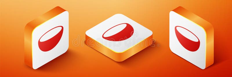 Isometric Bowl Icon Isolated on Orange Background. Orange Square Button ...