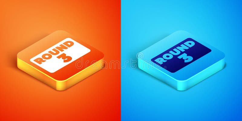 Isometric Boxing Ring Board Icon Isolated on Orange and Blue Background ...