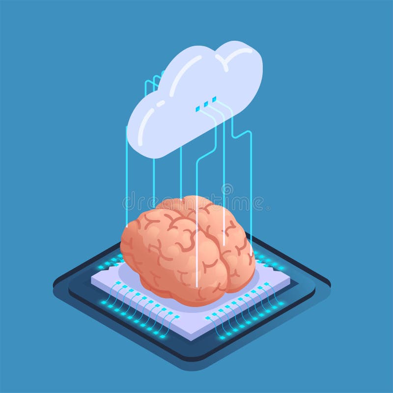 Isometric Brain Chip Composition Stock Vector - Illustration of ...