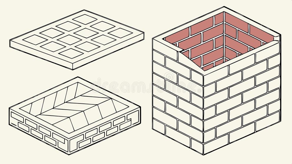 Isometric Brick Blocks Set, Construction Material, Building Blocks, 3D ...