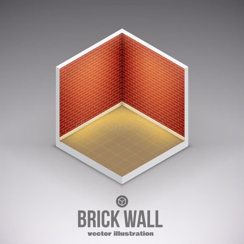Isometric Brick Wall Eps 10 on White Stock Vector - Illustration of ...