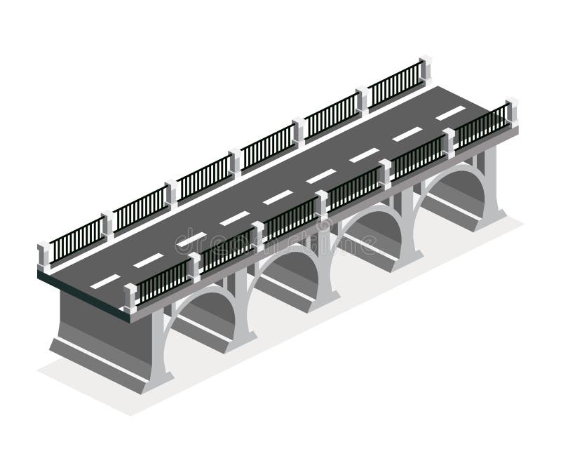 Isometric Bridge with Arches. Road Icon. Urban Infrastructure. Highway ...