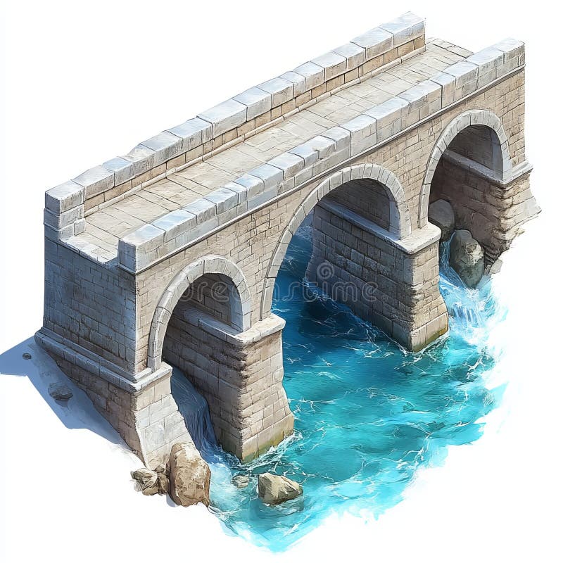 Isometric Bridge and Building: Minimal Design No Background Stock ...