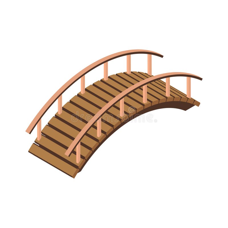 Isometric Bridge Illustration Stock Vector - Illustration of wooden ...