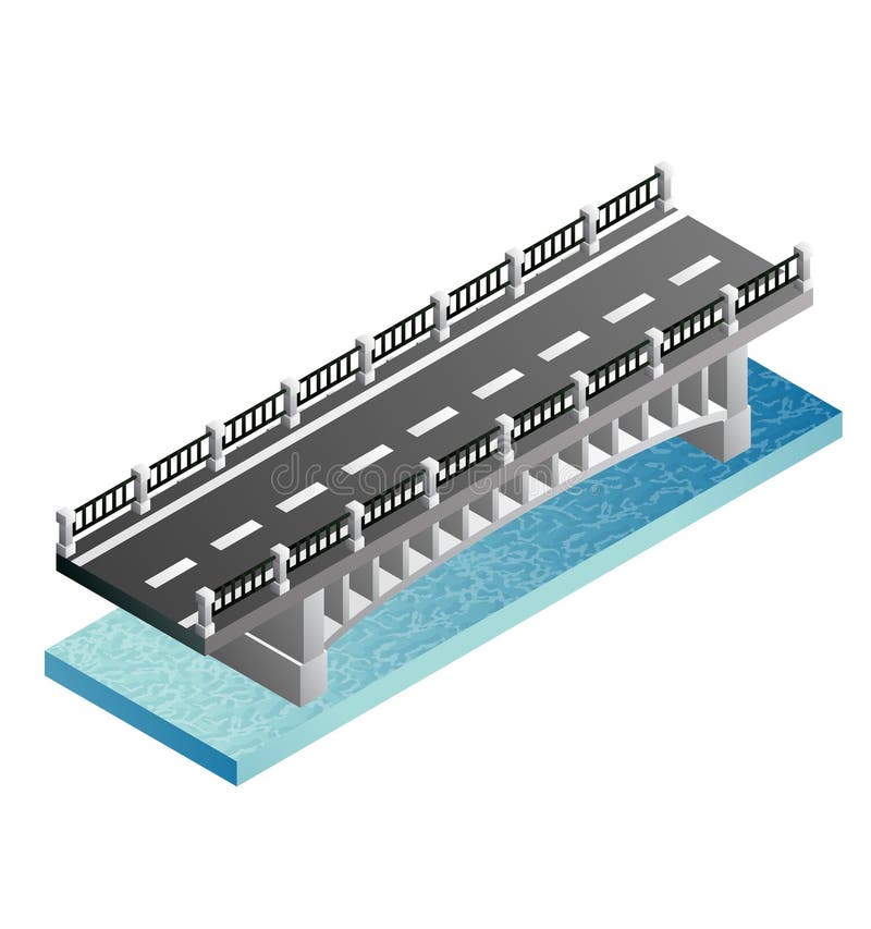 Isometric Bridge with Water. Road Icon. Urban Infrastructure. Highway ...