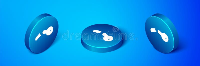 Isometric Broken Key Icon Isolated on Blue Background. Blue Circle ...