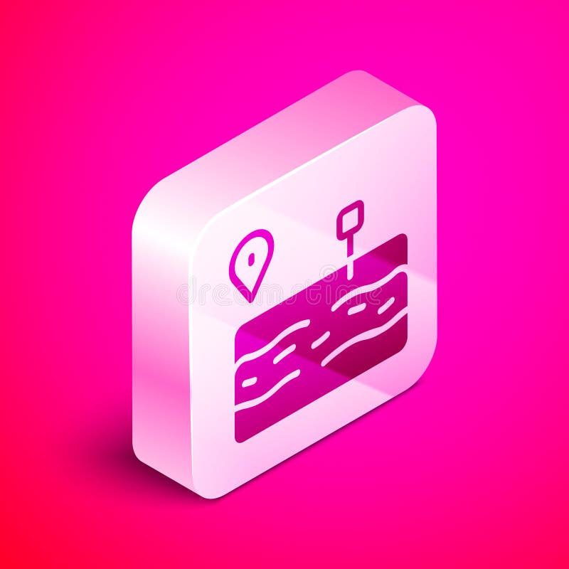 Isometric Broken Road Icon Isolated on Pink Background. Silver Square ...