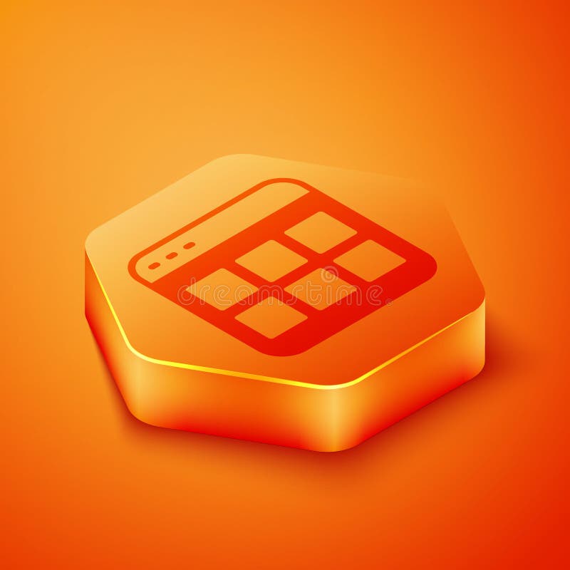 Isometric Browser Files Icon Isolated on Orange Background. Orange ...