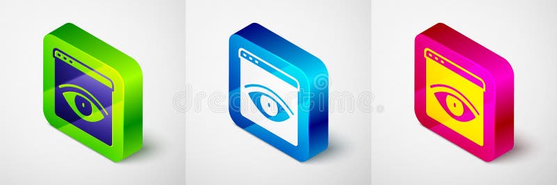 Isometric Browser Incognito Window Icon Isolated on Grey Background ...