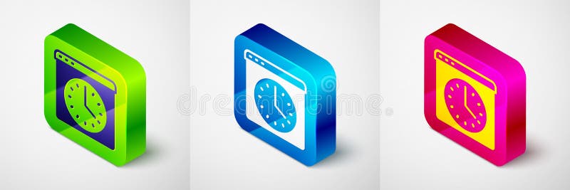 Isometric Browser Window Icon Isolated on Grey Background. Square ...