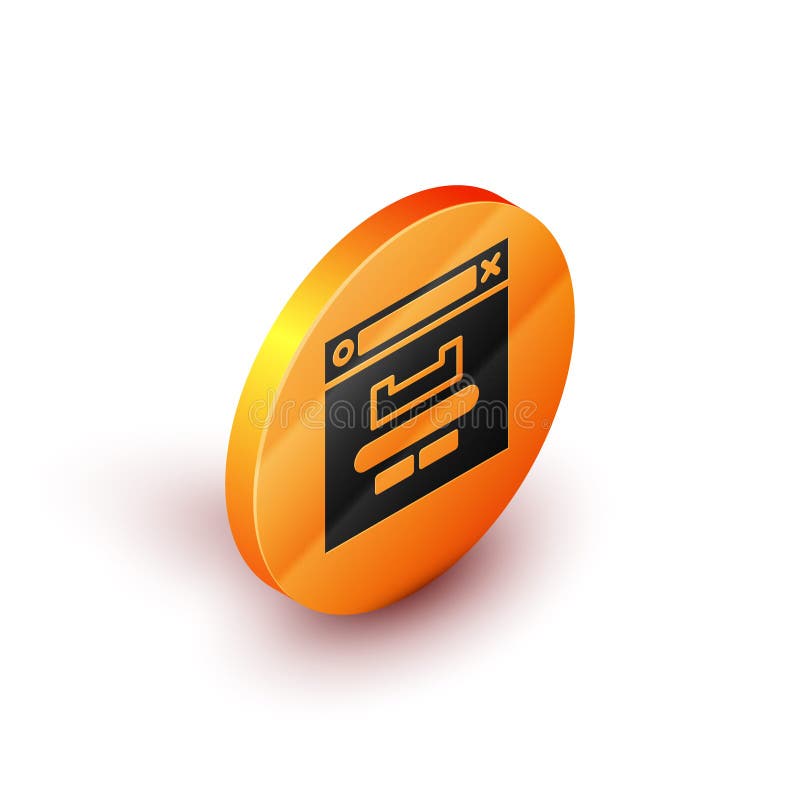 Isometric Browser Window Icon Isolated on White Background. Orange ...