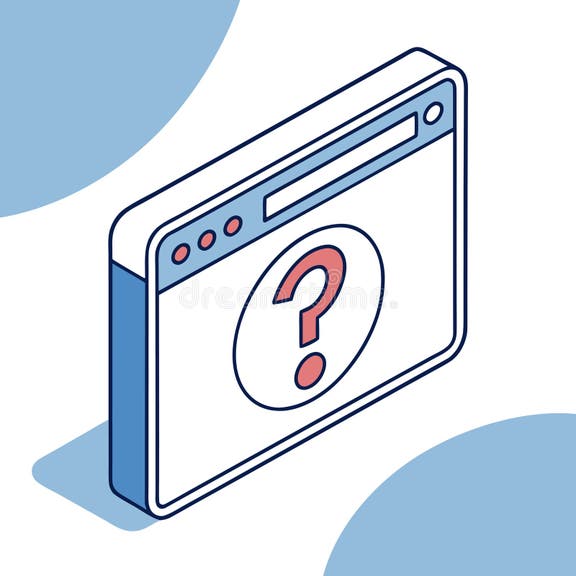 Isometric Browser Window with Question Mark Icon Concept for Help ...