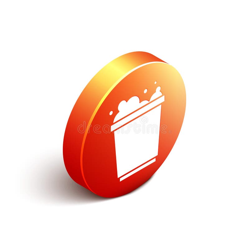 Isometric Bucket with Foam and Bubbles Icon Isolated on White ...