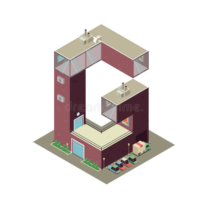 Isometric Building Alphabet G. Vector Illustration Decorative Design ...