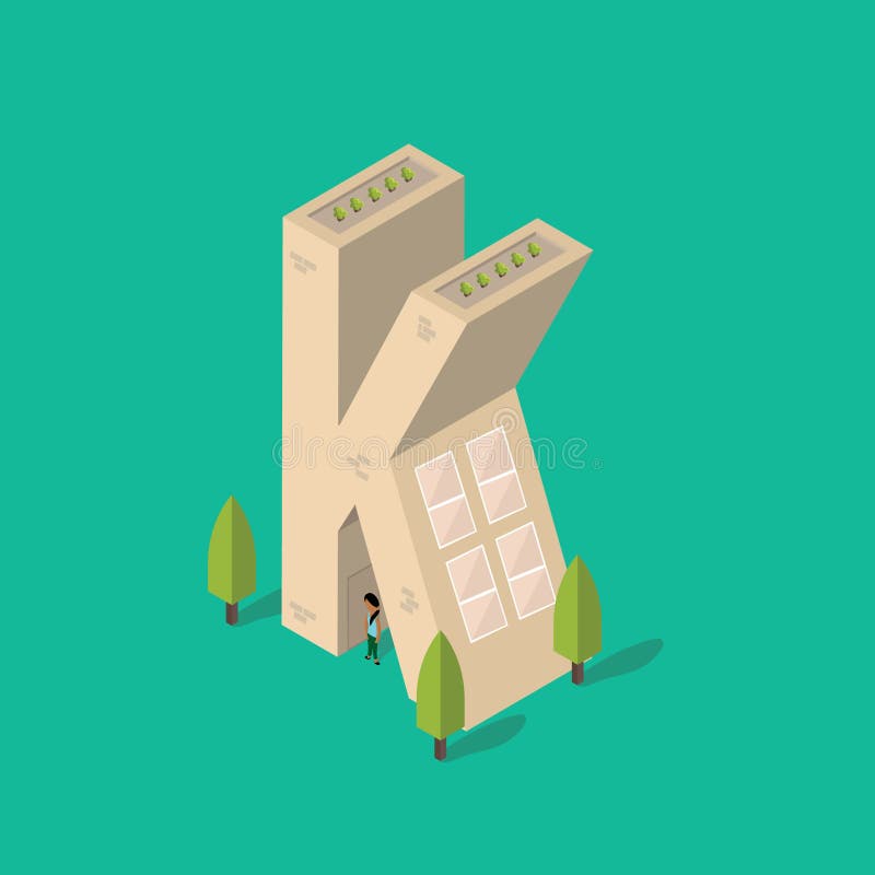 Isometric Building with Alphabet K. Vector Illustration Decorative ...